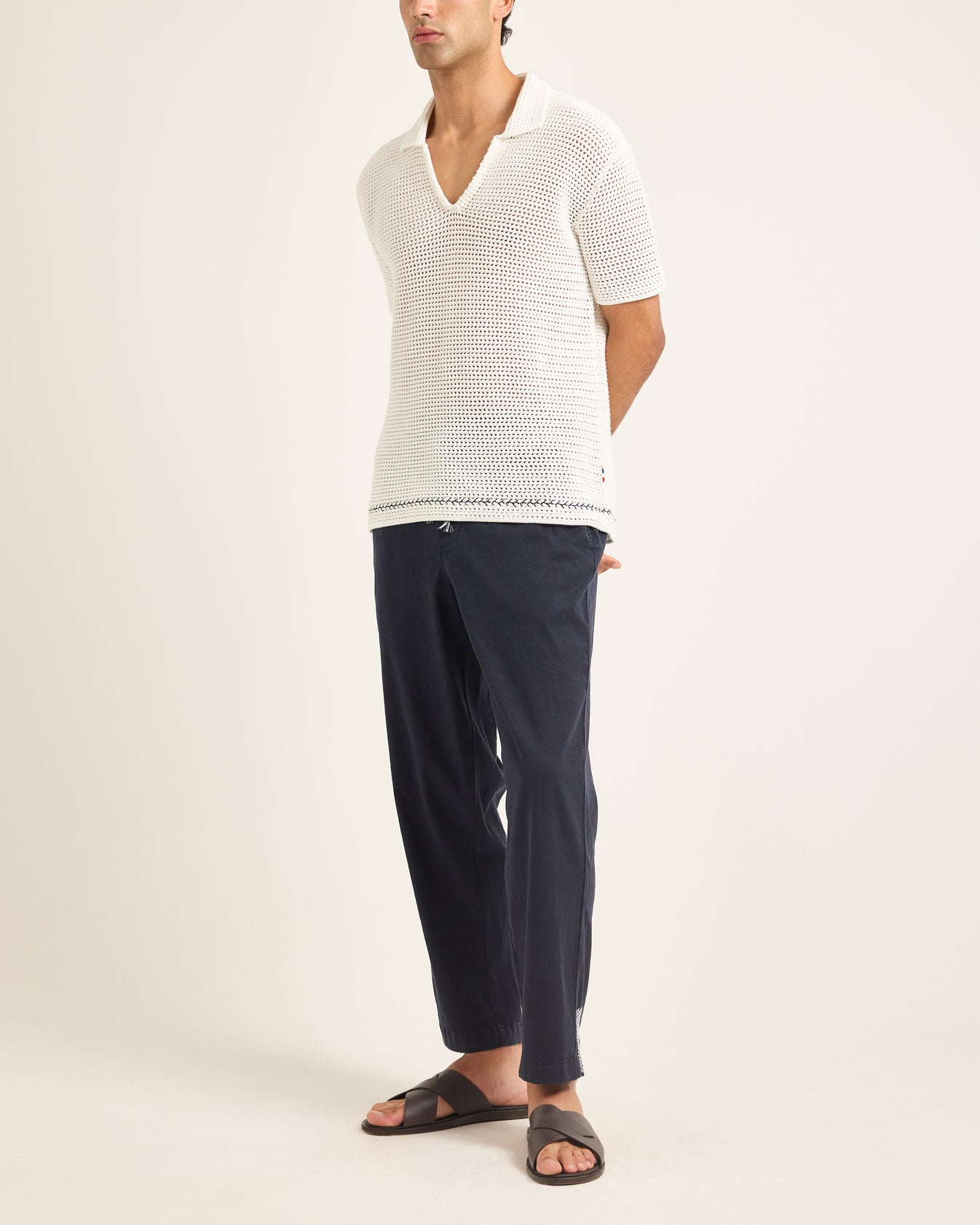 White & Blue Polo Shirt | Luxury Organic Cotton Knit – ORLEBAR BROWN