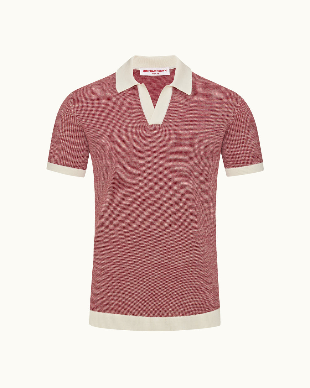 Orlebar Brown | Men's Tailored Fit Contrast Texture Merino Polo Shirt ...