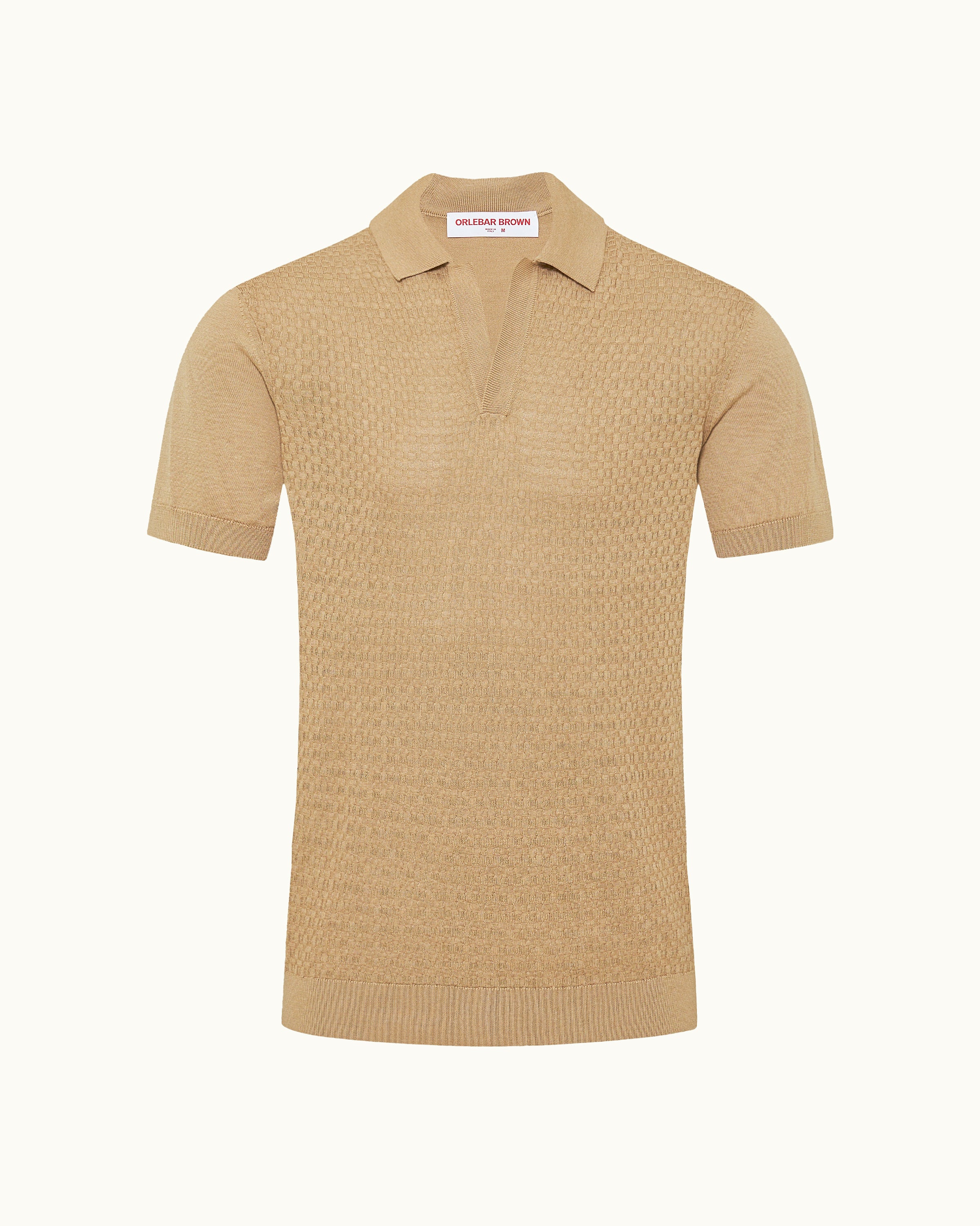 Beige Silk-Cotton Polo Shirt | Lightweight Knitted Style – ORLEBAR BROWN