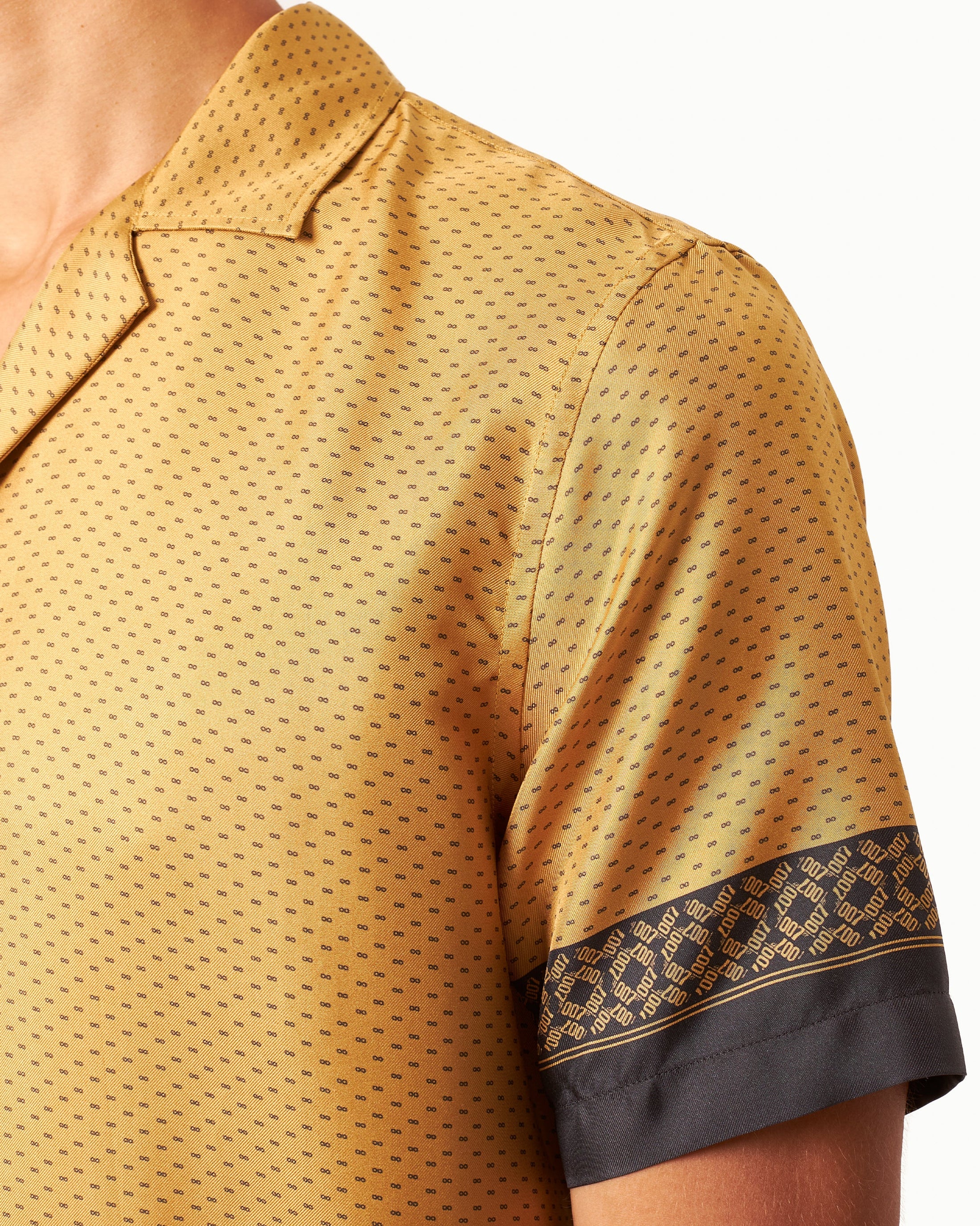 Orlebar Brown | Men's Capri Collar Gold Bullion '007' Silk Shirt in ...