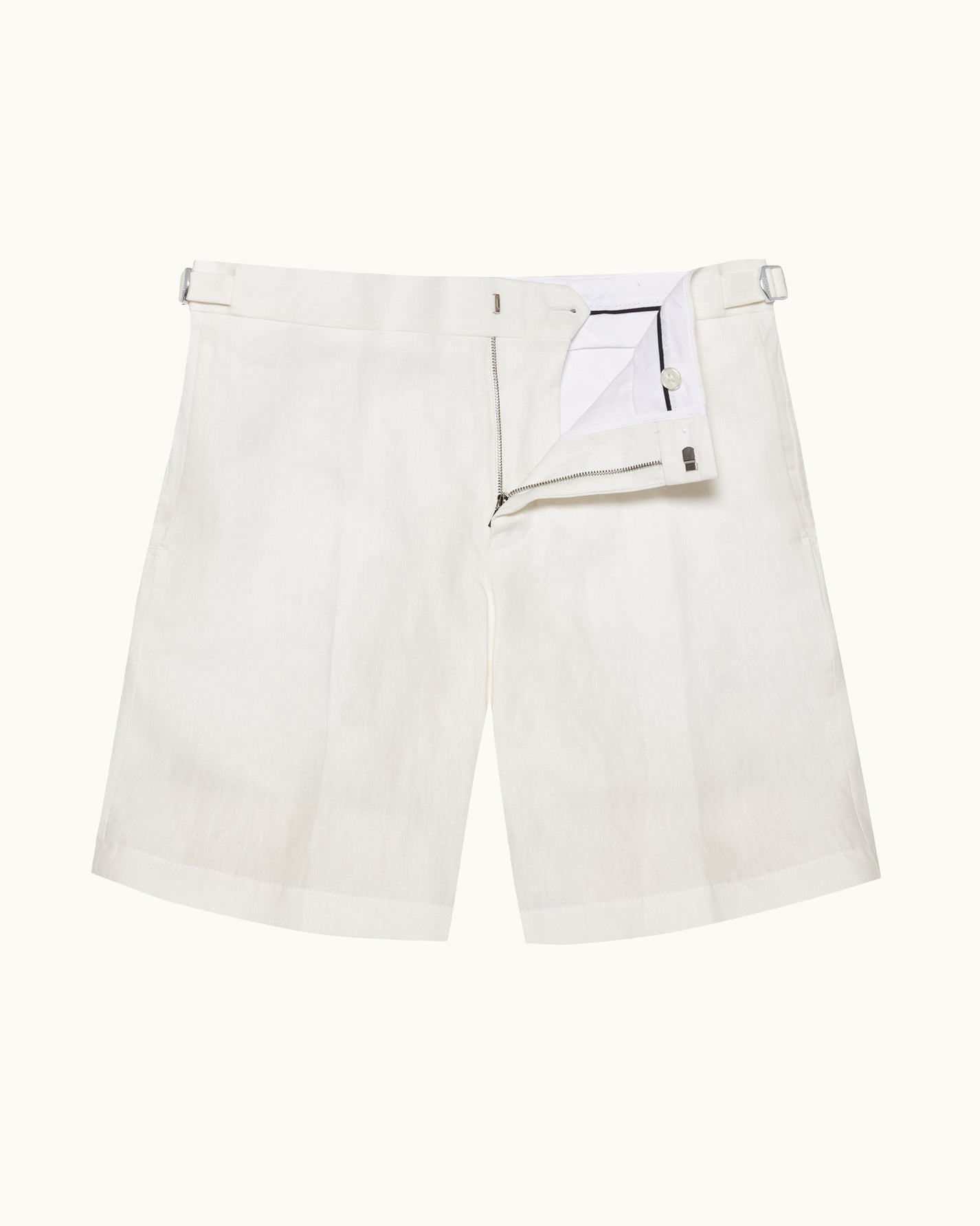 Orlebar Brown | Men's Tailored Fit Washed Italian Linen Shorts in White ...