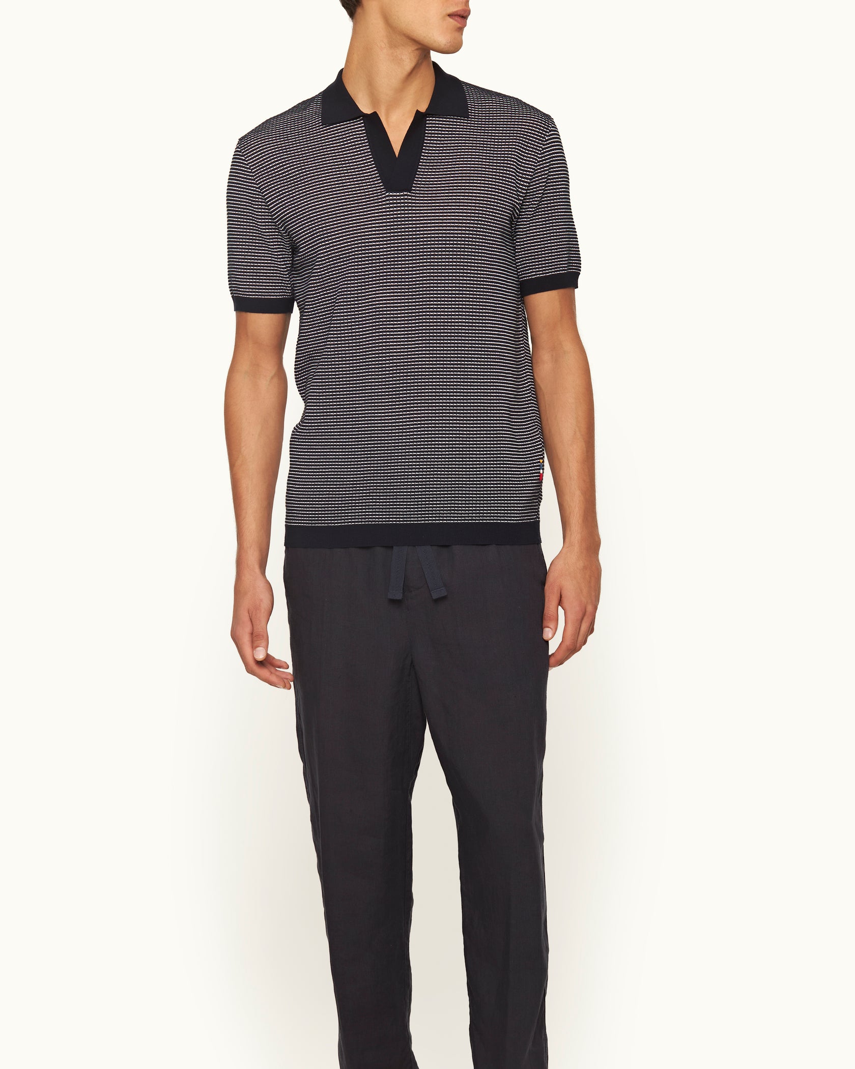 Orlebar Brown | Men's Classic Fit Open Mesh Waffle Stitch Polo Shirt in ...