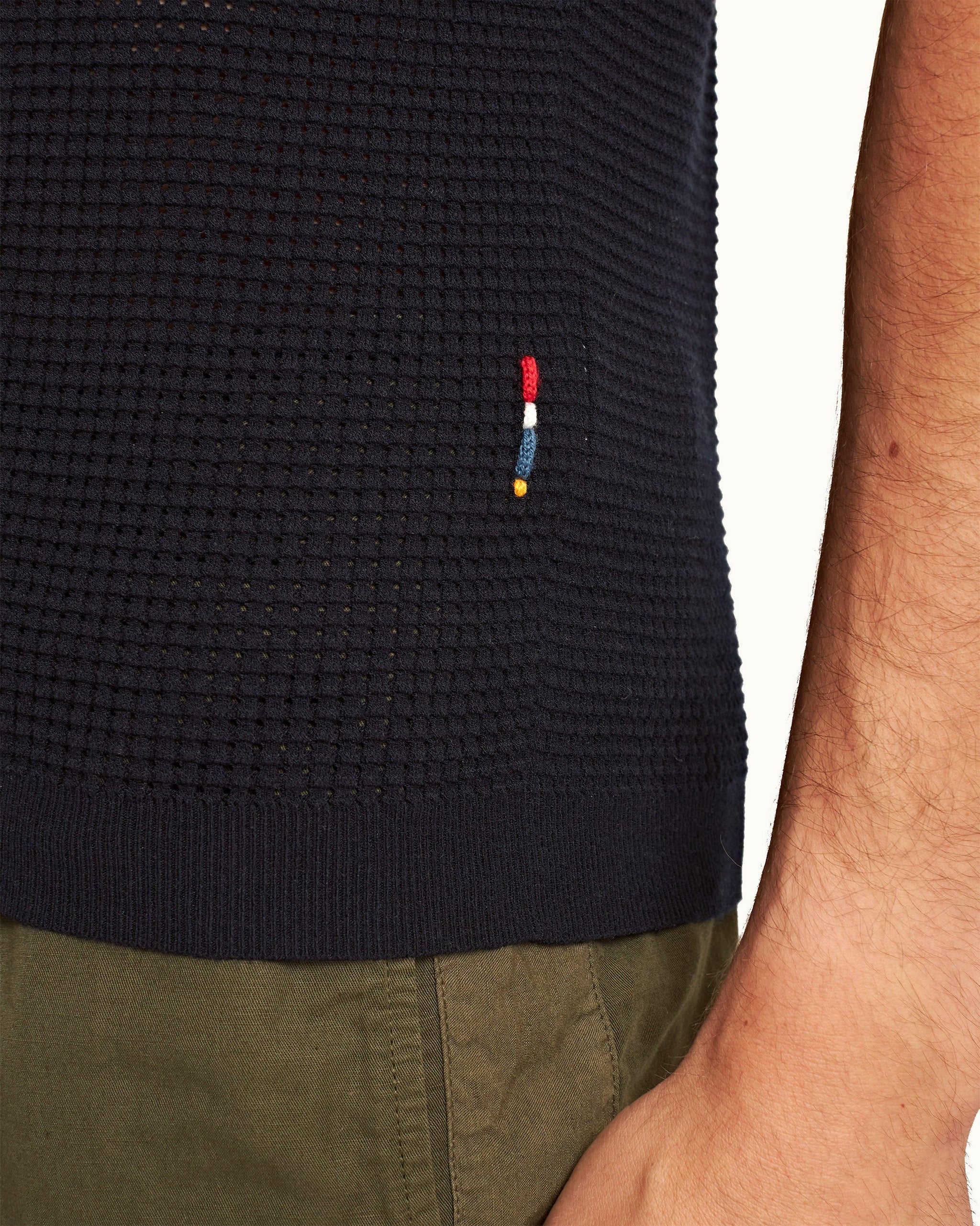 Orlebar Brown | Night Iris Classic Fit Open Mesh Stitch Polo Shirt ...